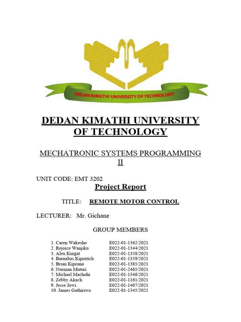 Group 1-Project report | PDF | Microcontroller | Manufactured Goods