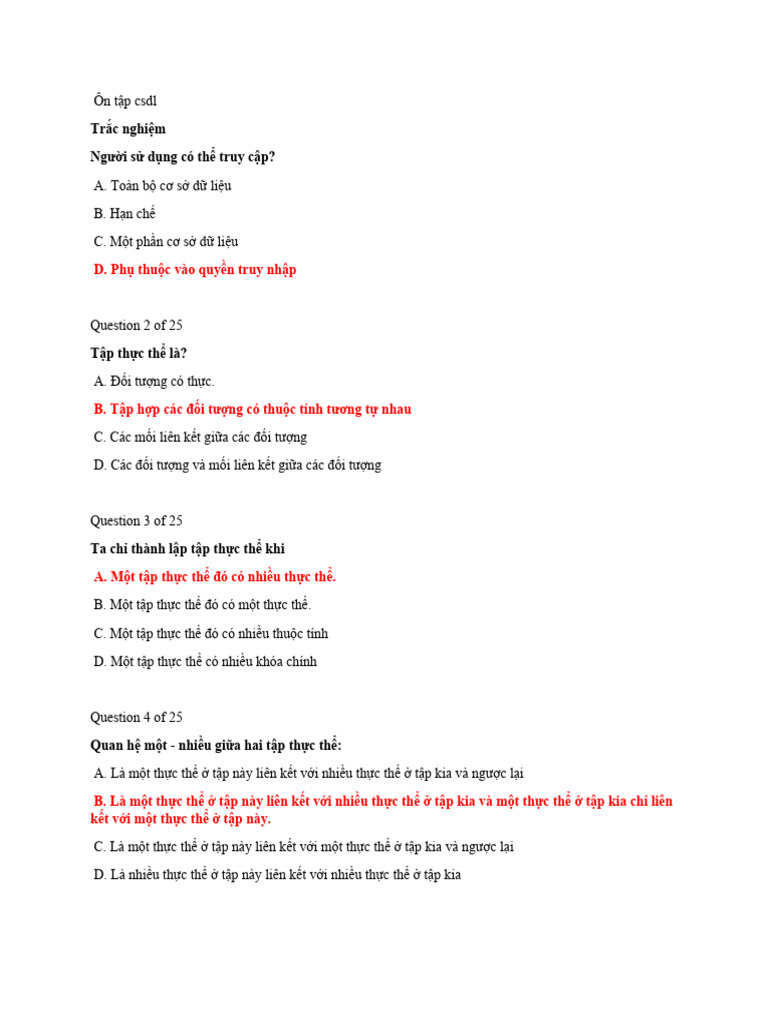 Ôn tập csdl | PDF
