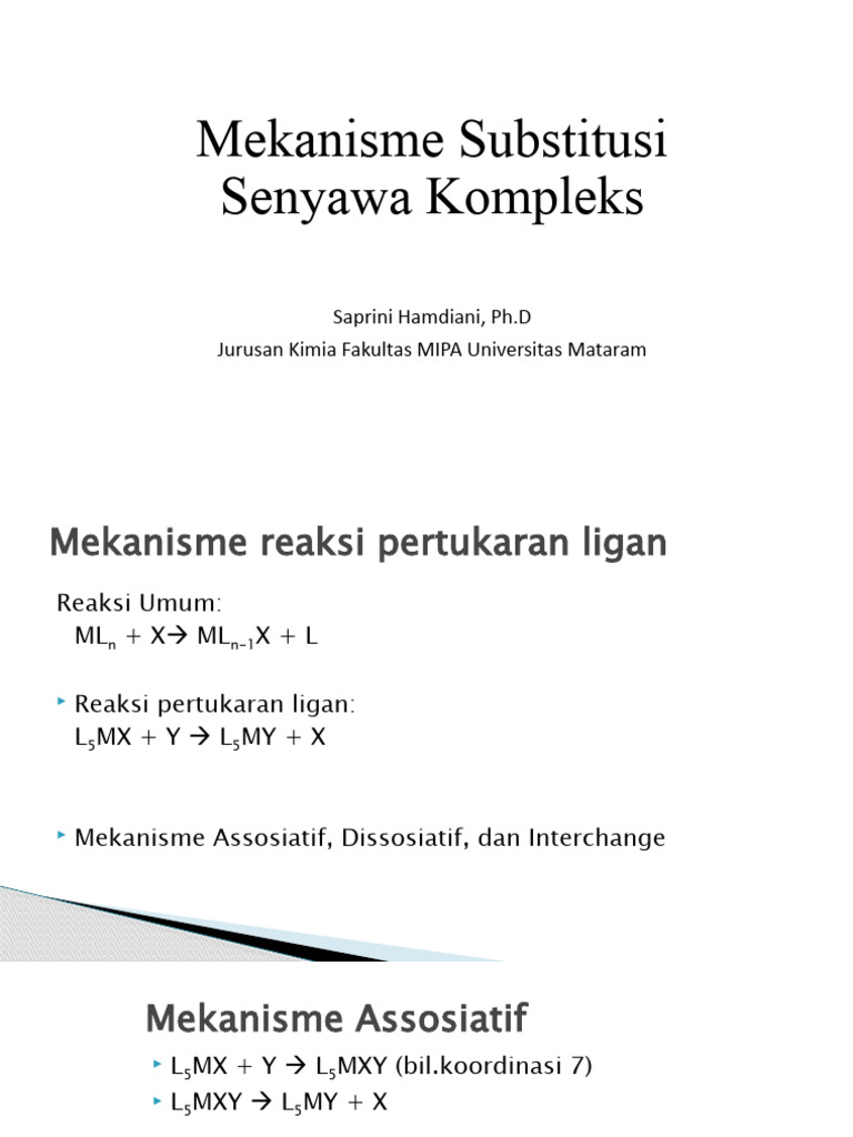 Mekanisme Substitusi Senyawa Kompleks | PDF | Sains & Matematika