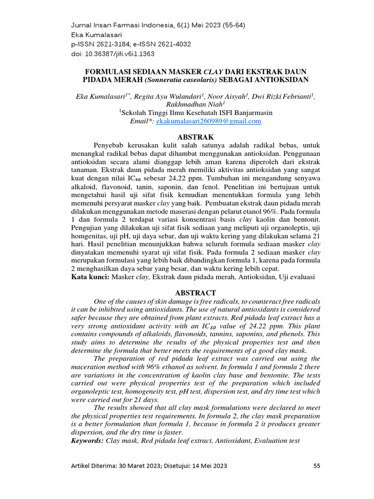 Clay Mask Pidada Merah Daun | PDF