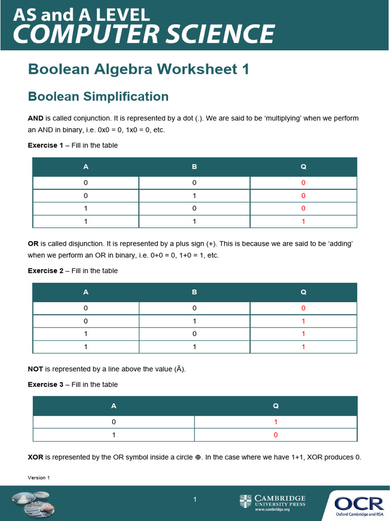 Boolean Algebra Activity 1 | PDF | Mathematical Logic | Mathematics