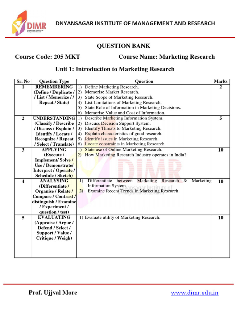 Marketing Research Study Guide | PDF | Marketing Research | Analysis