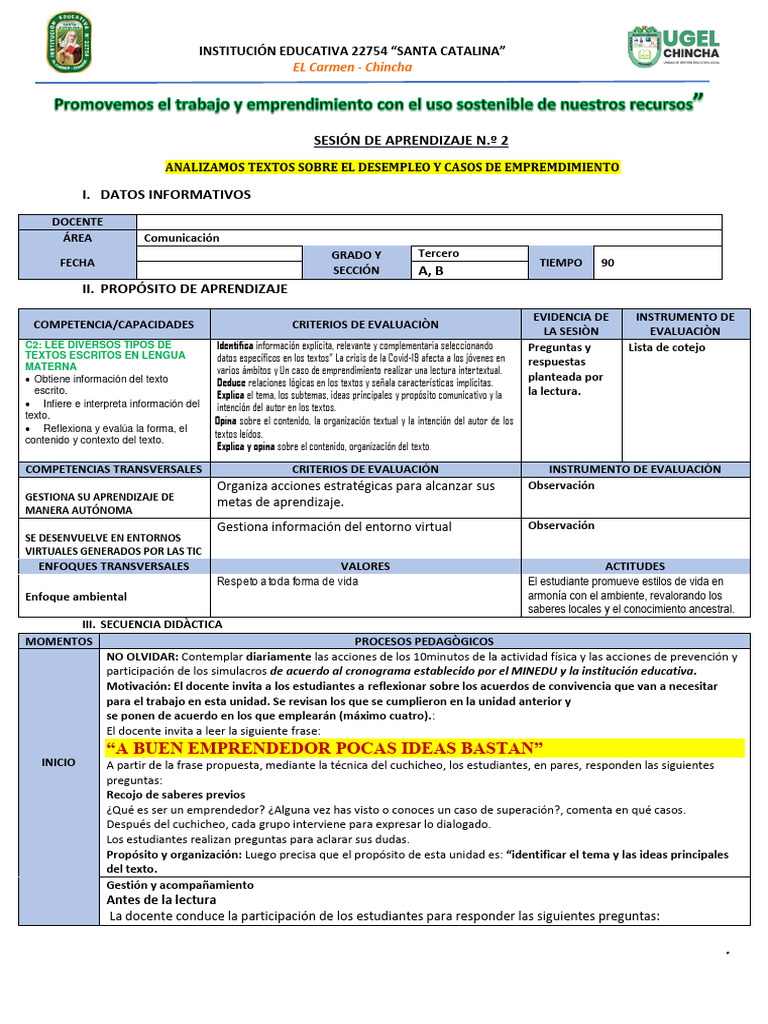 ACTIVIDAD DE APRENDIZAJE 2024-SESIÓN | PDF | Evaluación | Aprendizaje