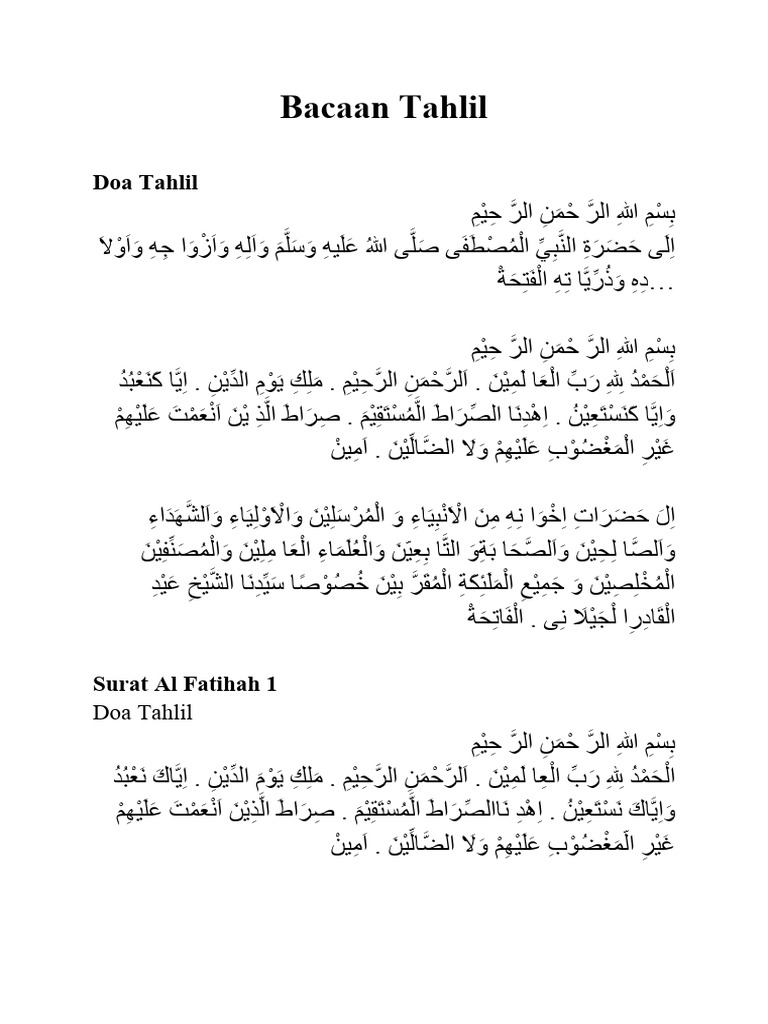 Bacaan Doa Tahlil | PDF