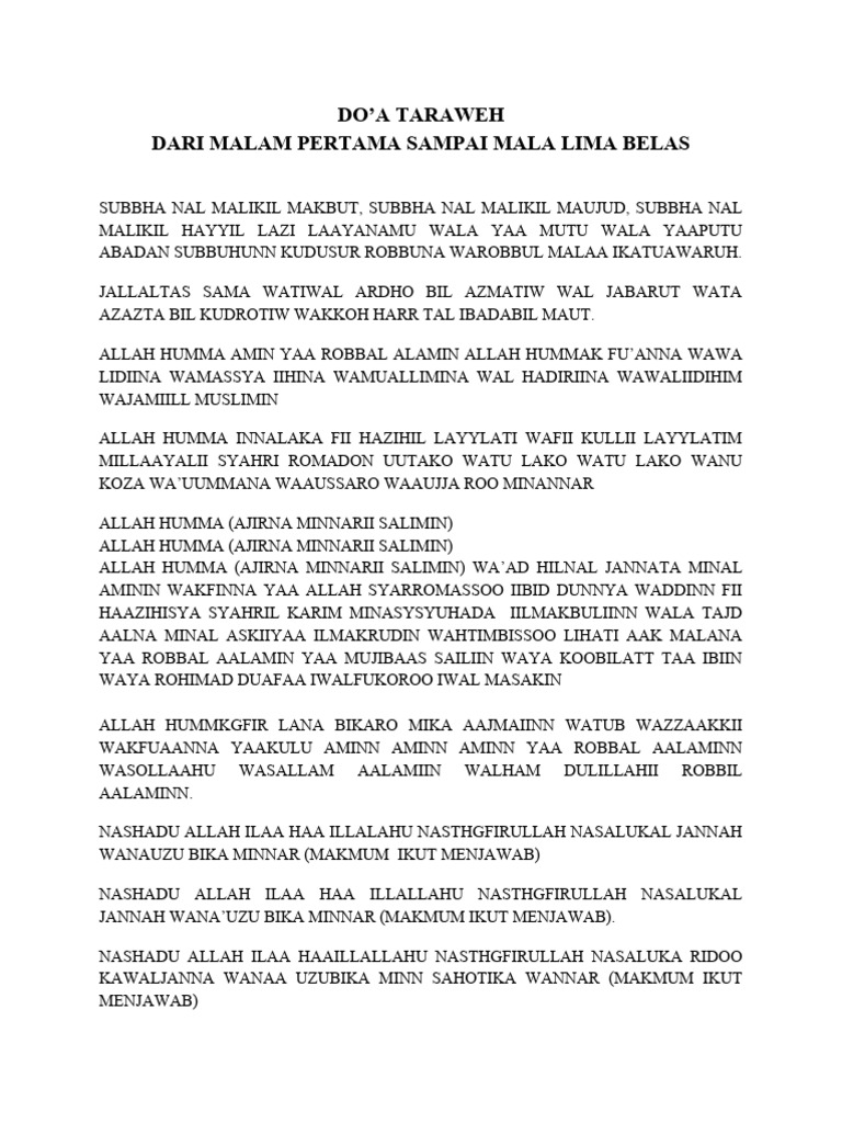 Do'a Taraweh | PDF