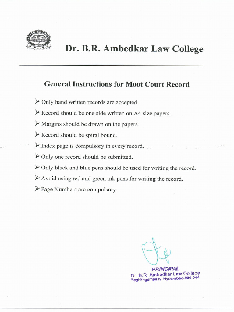 General Instruction For Moot Court Record | PDF