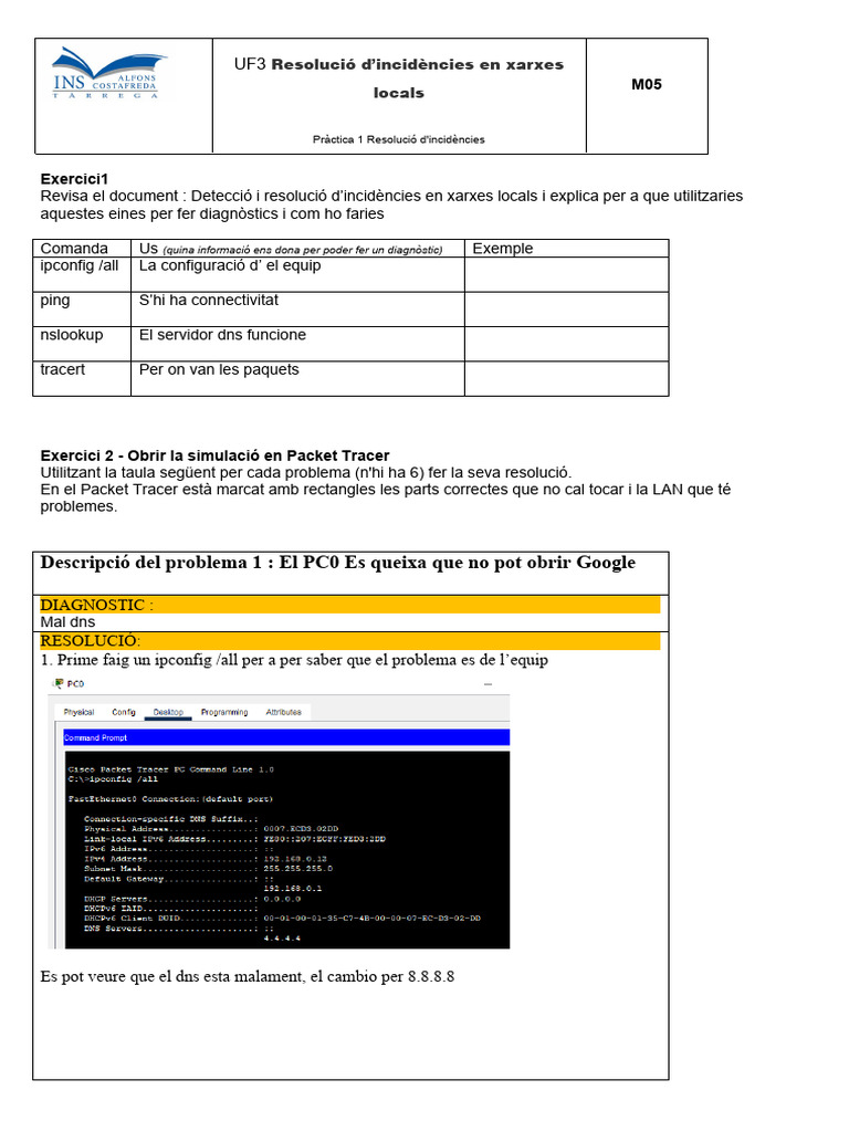 Practica1 Resolucioincidencies | PDF