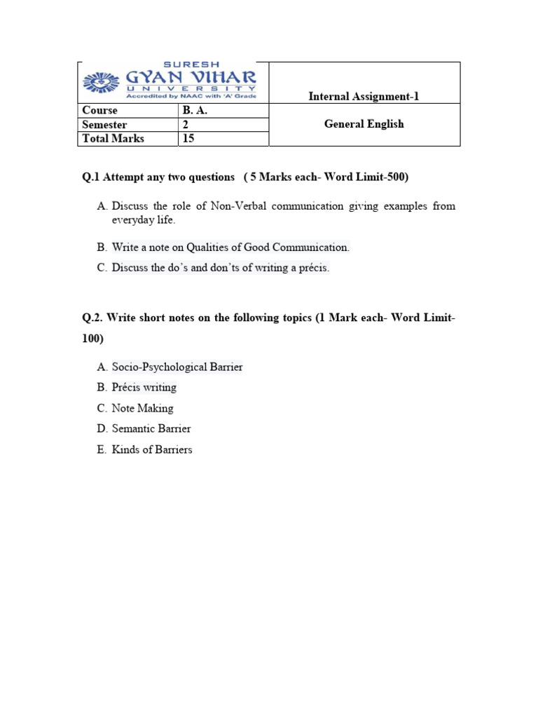 GE-101 General Paper-1 Sem 1 | PDF