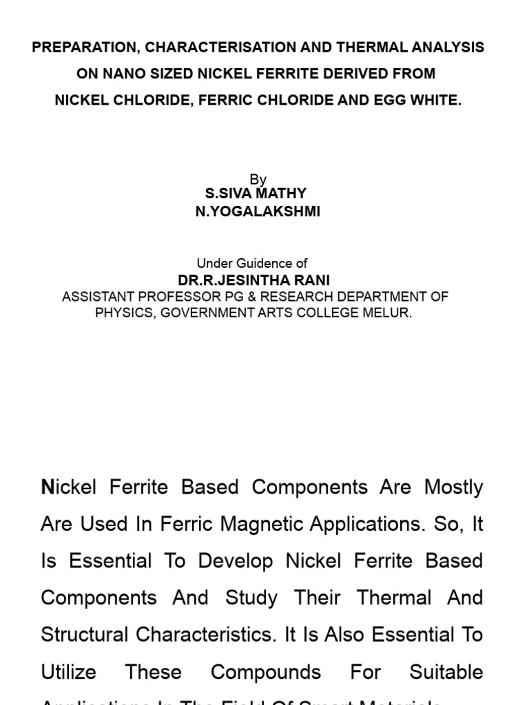 Nickel Ferrite Synthesis and Analysis | PDF | Physical Sciences ...