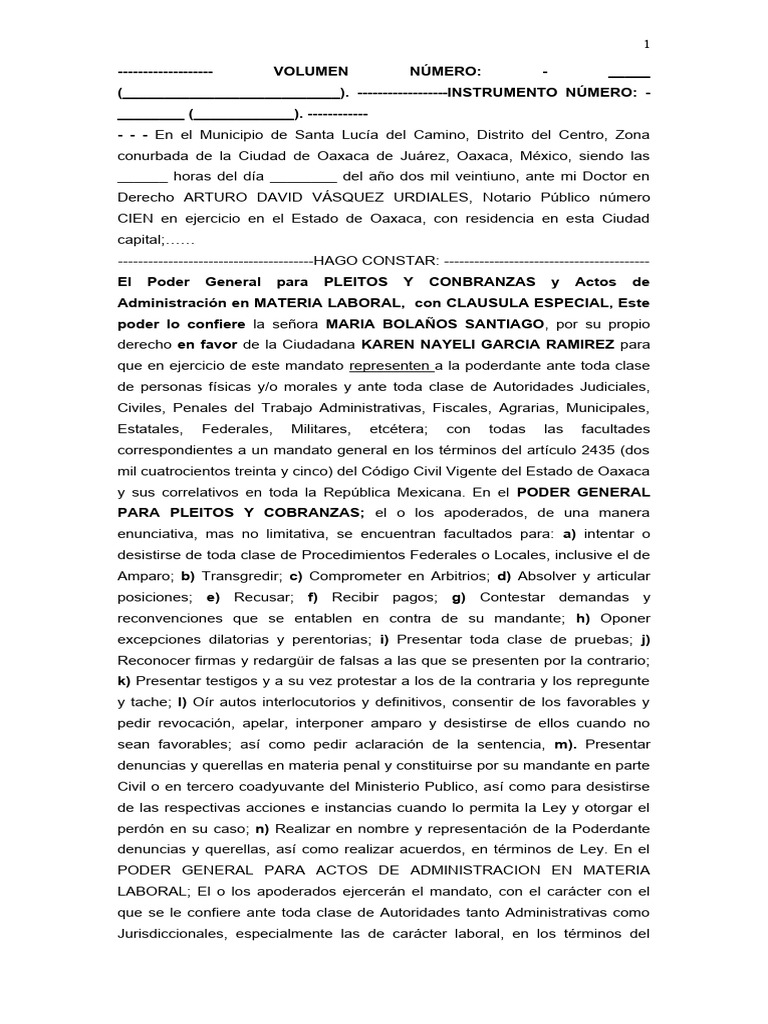 Poder Con Clausula Especial | PDF | Queja | Gobierno