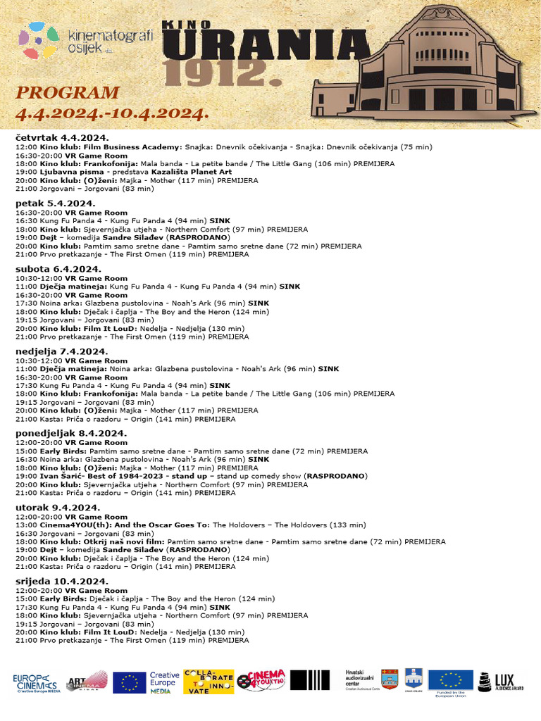 Program Kina Urania 4.4.-10.4.2024 | PDF