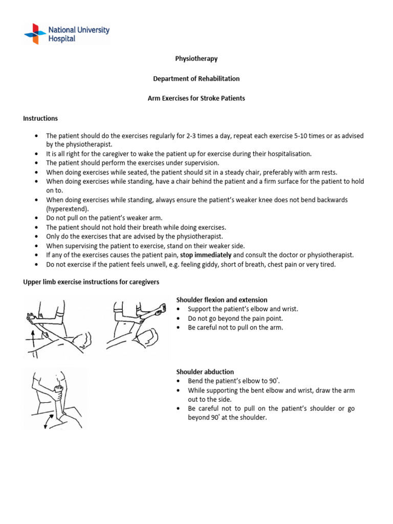 Physiotherapy - Stroke - Arm Exercises | PDF | Anatomical Terms Of ...