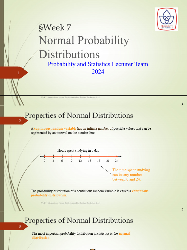 7- Stat- Normal Probability Distributions 2024 | PDF | Normal ...