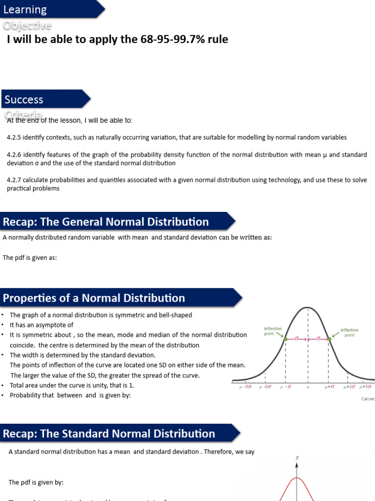 PPT+59+ +Ex+11B+Standardisation,+68!95!99.7+Rule | PDF | Normal ...