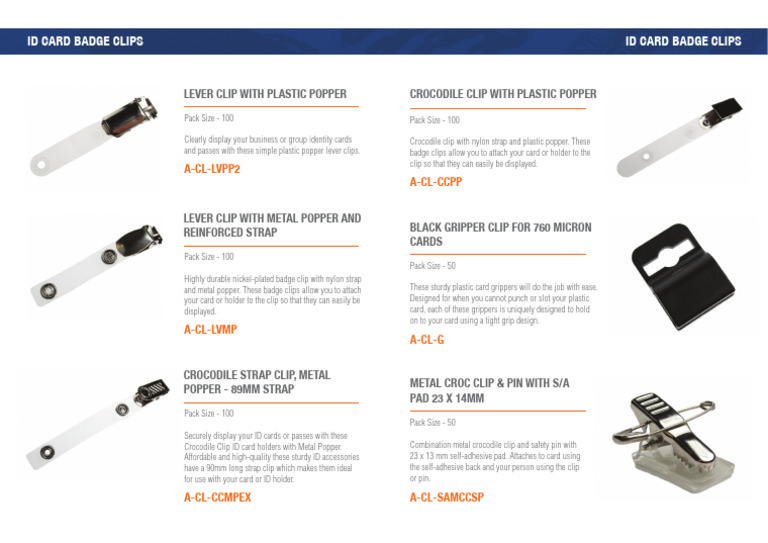 Durable ID Card Badge Clips for Display | PDF