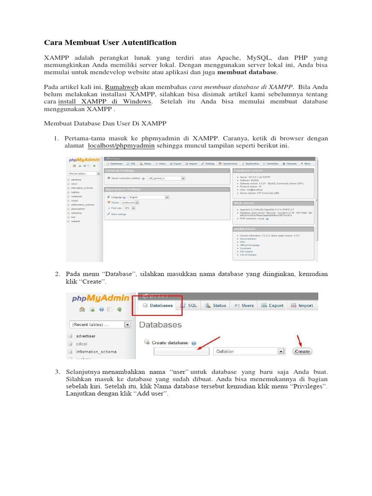Cara Membuat Database Di XAMPP | PDF | Komputer