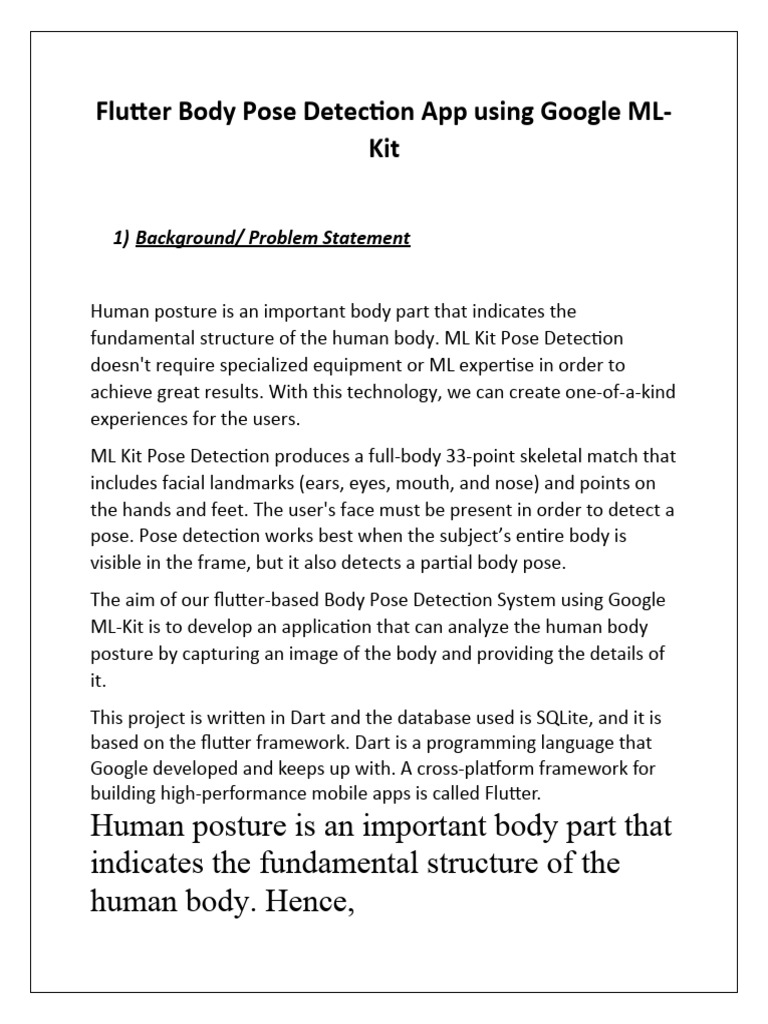 Flutter Body Pose Detection App Using Google ML-Kit Report | PDF | Ios ...