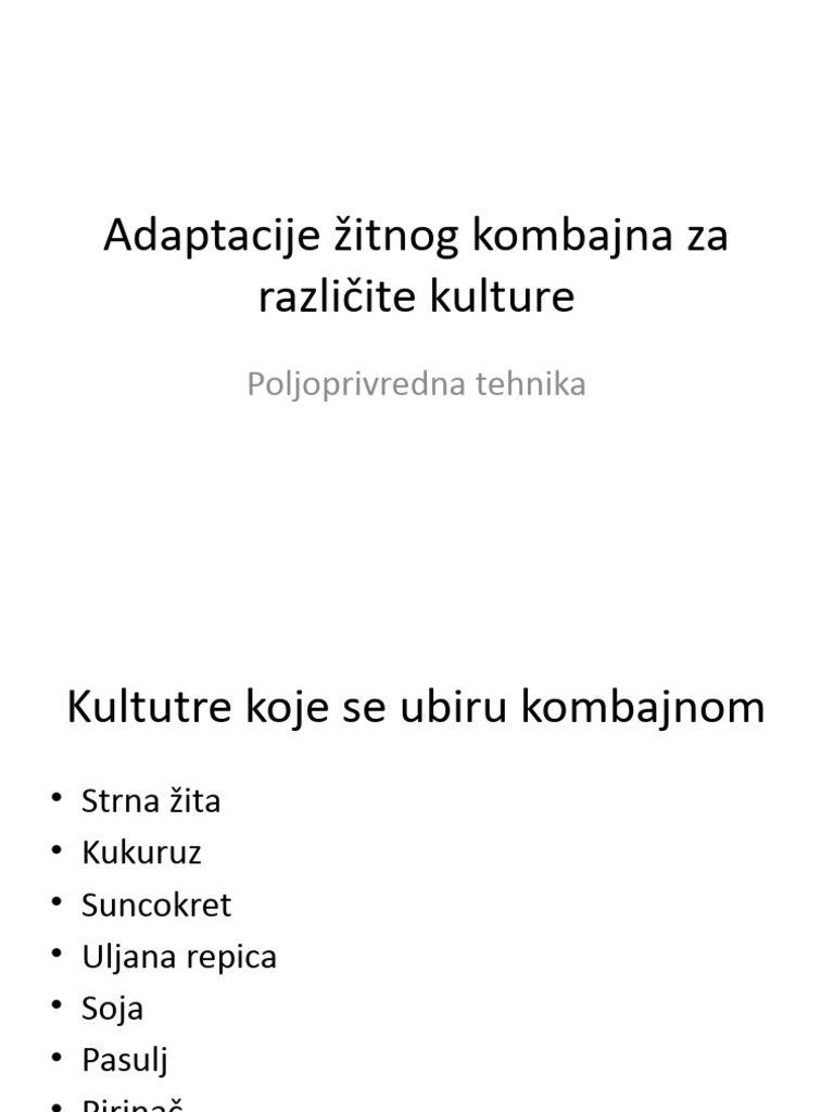 Adaptacije Zitnog Kombajna Za Razlicite Kulture | PDF