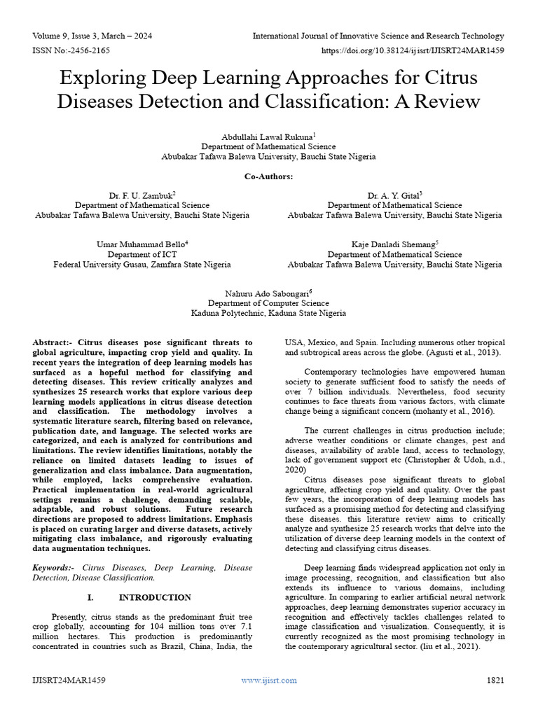 Exploring Deep Learning Approaches for Citrus Diseases Detection and ... Exploring Deep Learning Approaches for Citrus Diseases Detection and ...