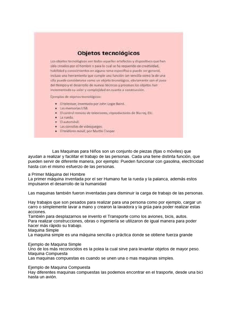 Máquinas para Niños: Tipos y Ejemplos | PDF