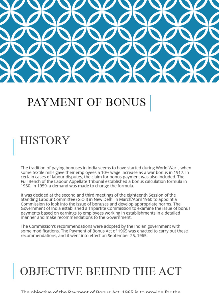 Payment of Bonus | PDF | Employment | Wage
