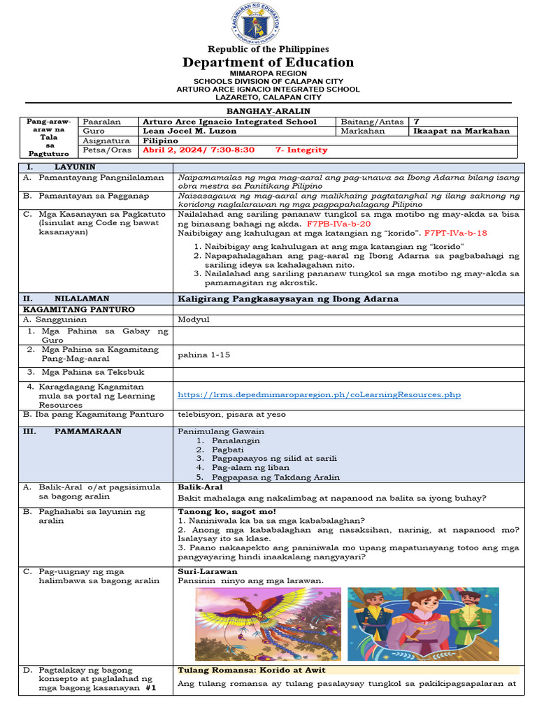 Week 1 Filipino 7 4th Quarter | PDF