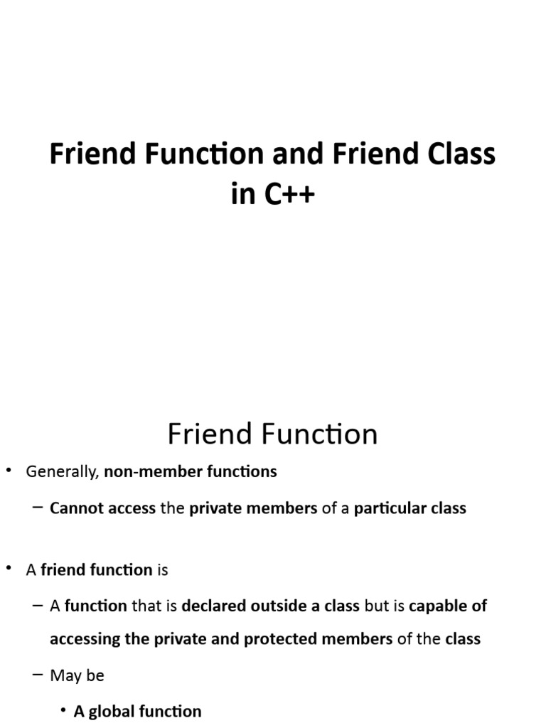 Friend Function and Friend Class in C++ | PDF | C++ | Scope (Computer ... Friend Function and Friend Class in C++ | PDF | C++ | Scope (Computer ...