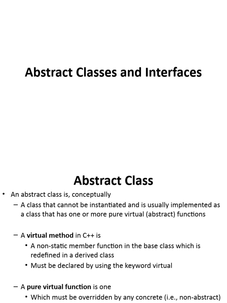 C++ Abstract Classes vs Interfaces Guide | PDF | Class (Computer Programming) | Method (Computer ...