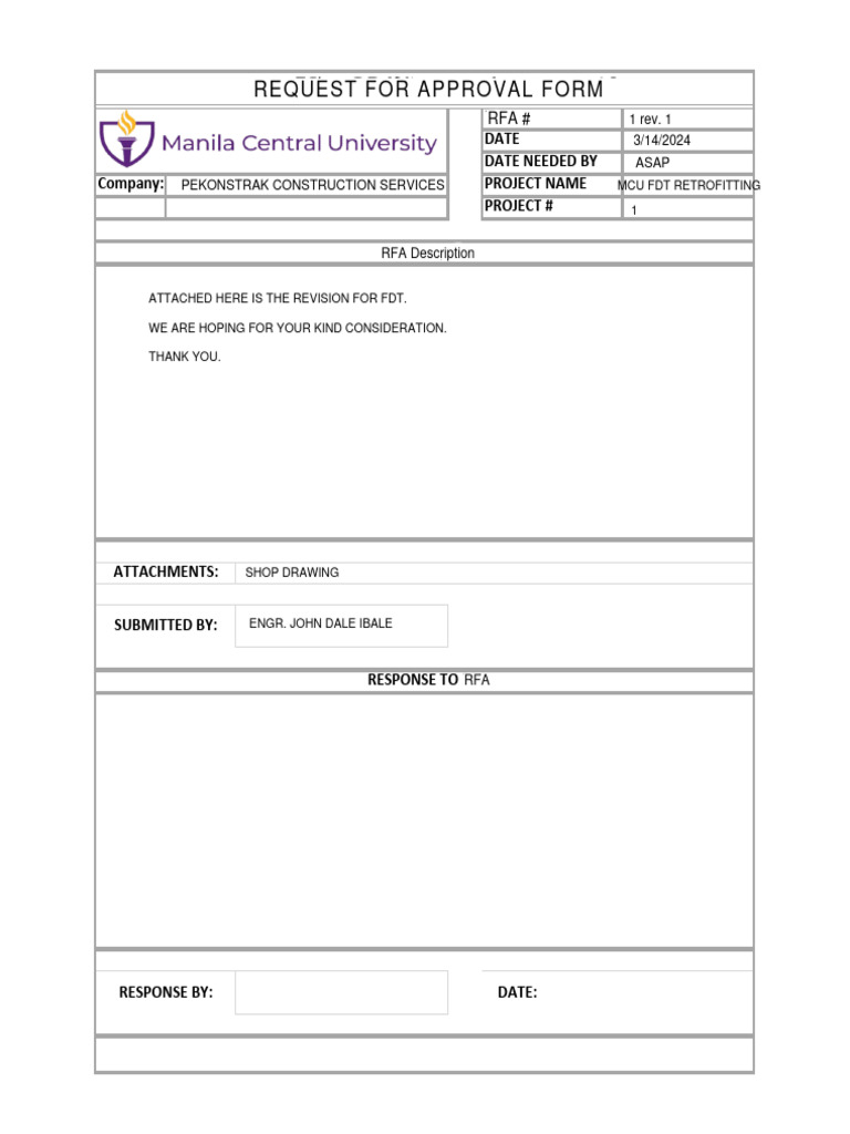 RFA 1 Rev. 1 - FDT | PDF | Screw | Strength Of Materials