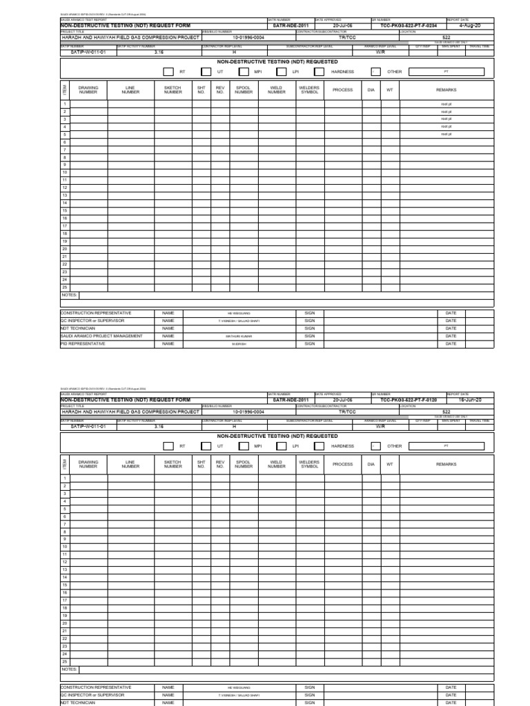 Tcc Sa 524 525 Pt F 040 Pdf Nondestructive Testing Secondary