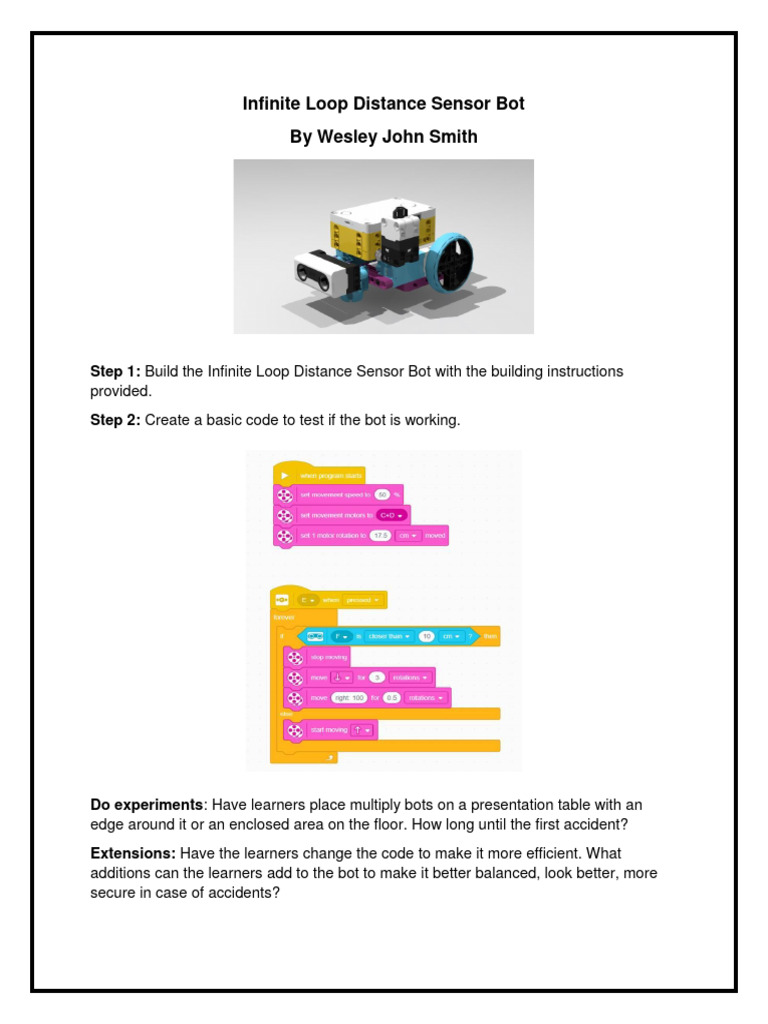 infinite-loop-distance-sensor-bot-lesson-plan | PDF