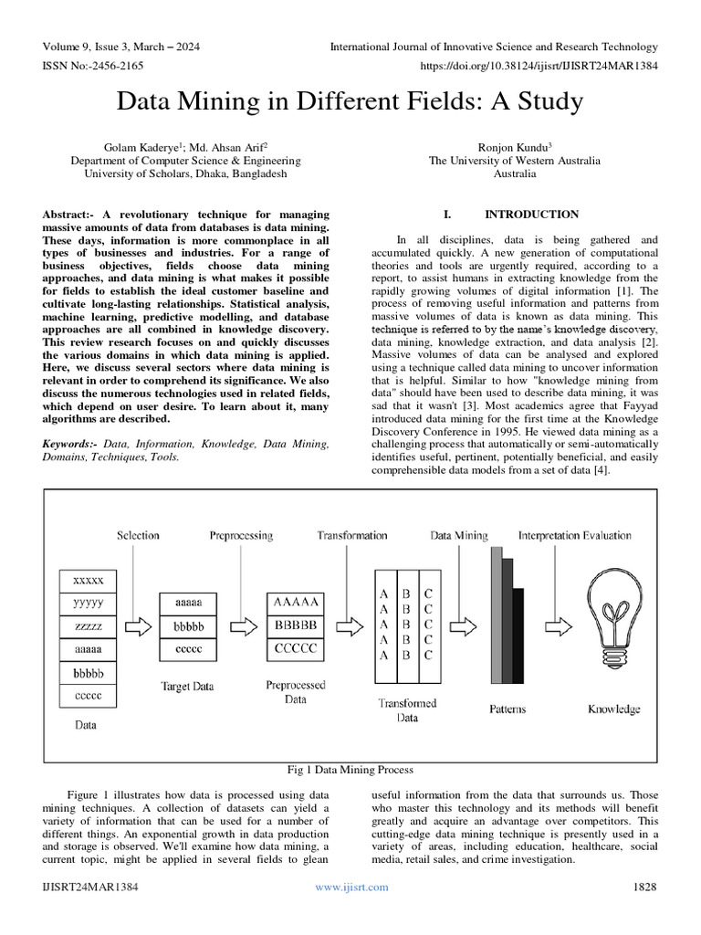 Data Mining in Different Fields: A Study | PDF | Data Mining | Popular ... Data Mining in Different Fields: A Study | PDF | Data Mining | Popular ...