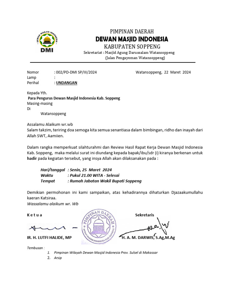 Undangan Rakor DMI | PDF | Agama & Spiritualitas