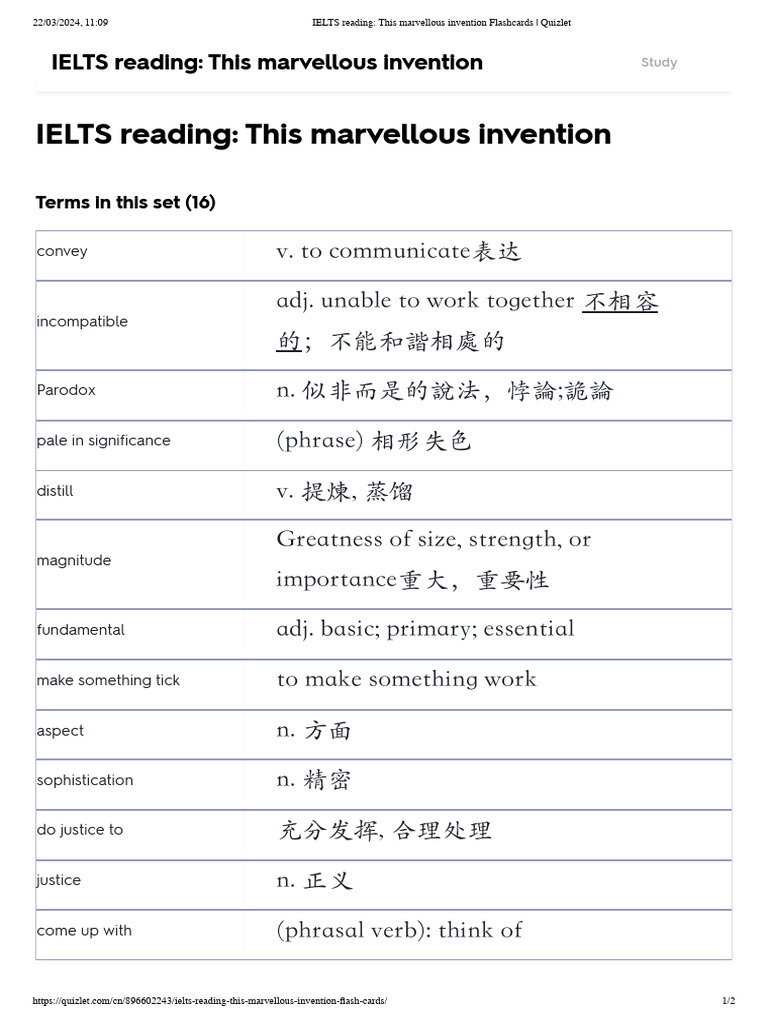 IELTS Reading: Marvellous Invention Flashcards | PDF