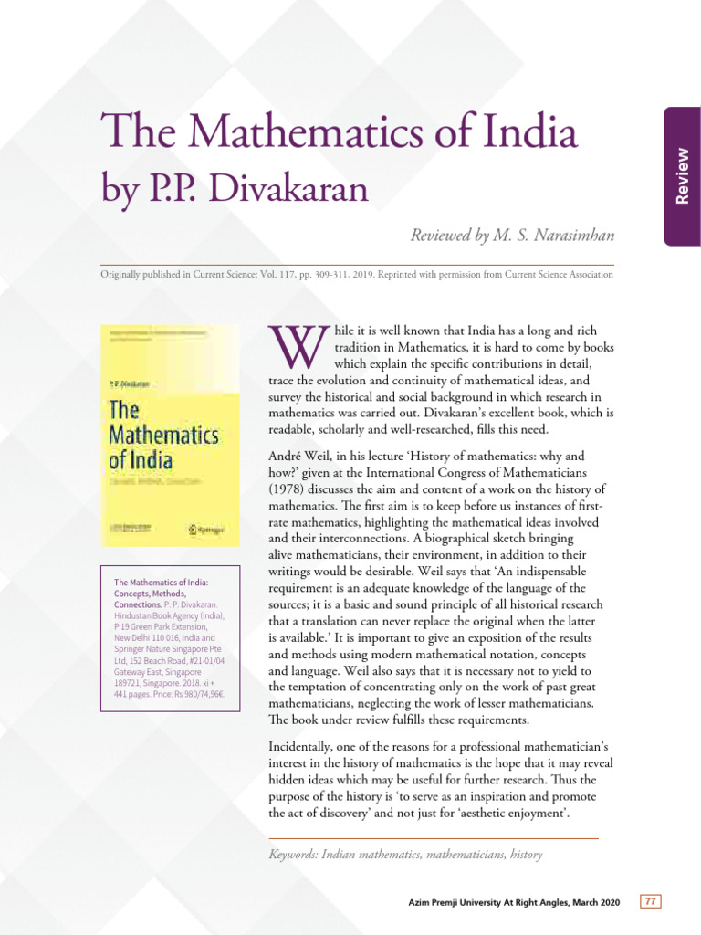21 The Mathematics of India by P P Divakaran | PDF | Equations | Numbers