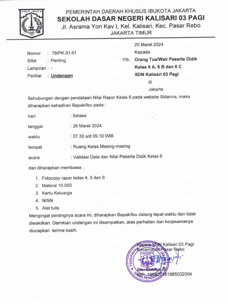 Undangan Validasi Sidanira | PDF