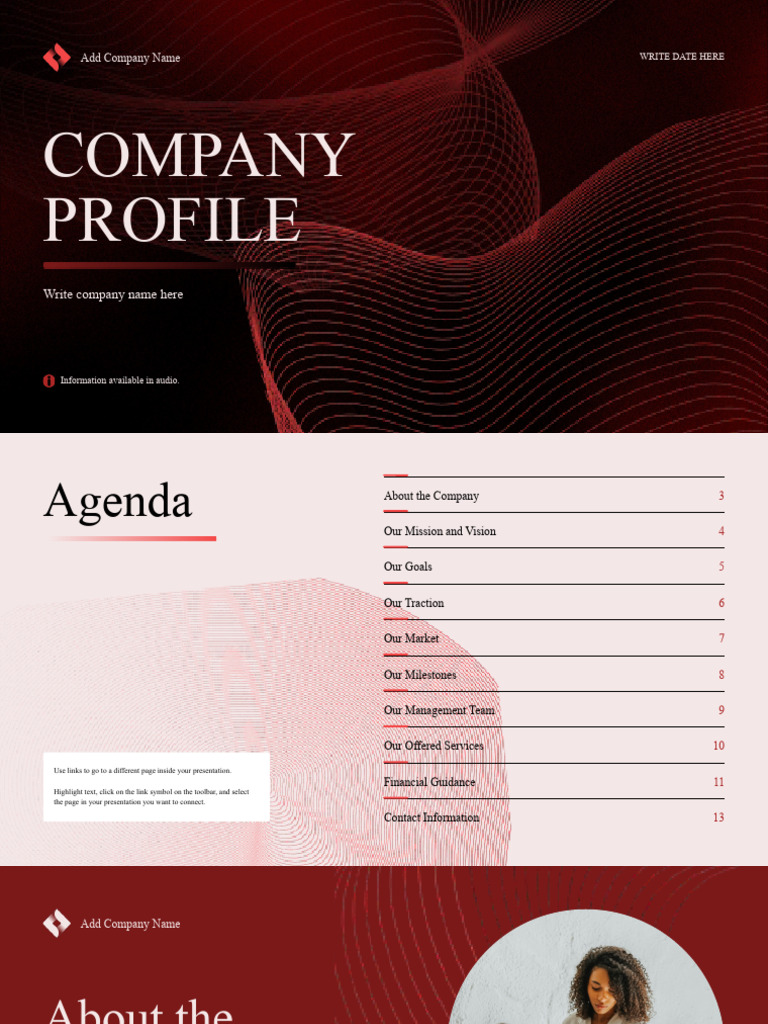Blank Company Profile Business Presentation in Black Red Abstract Tech ...