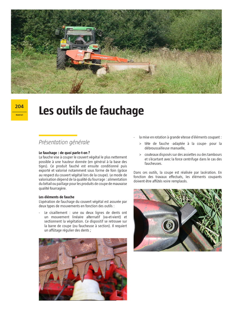 Outils de fauchage : types et caractéristiques | PDF | Faucheuse ...