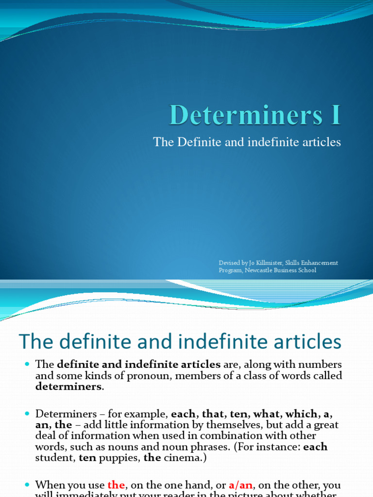 5 Determiners I Def Indef Articles | PDF | Noun | Languages