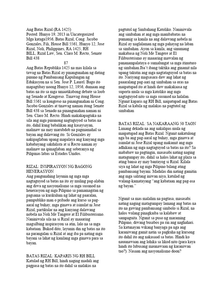 Ang Batas Rizal | PDF