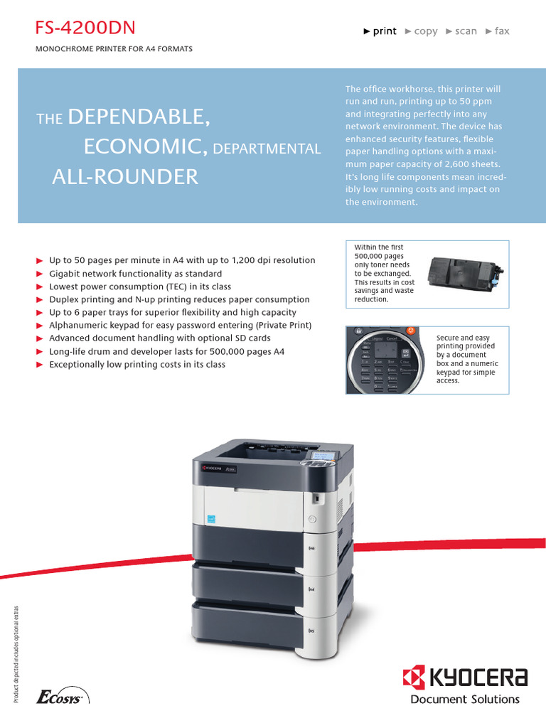 View PDF DS FS 4200DN 12 09 20 | PDF | Printer (Computing) | Usb