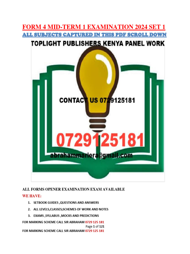 Form 4 Mid-Term 1 Examination 2024 Set 1 | PDF | Sulfuric Acid | Databases