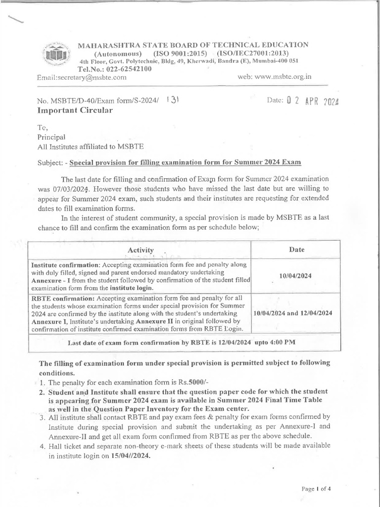 Exam Form Provision S2024 | PDF