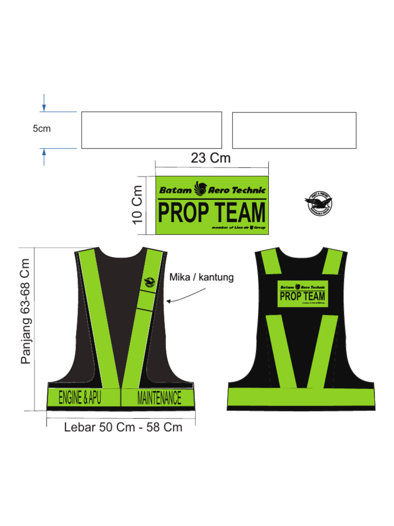 Spesifikasi Mockup Rompi Crew | PDF