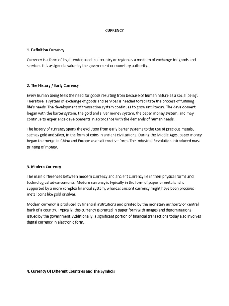 Currency Pdf Currency Money