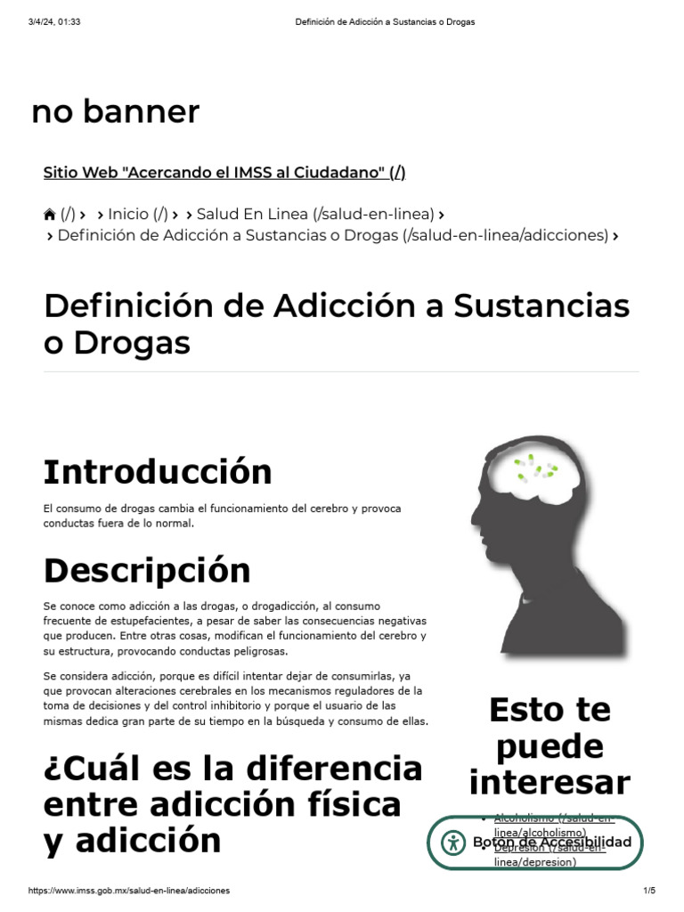 Definición de Adicción A Sustancias o Drogas | PDF | La dependencia de sustancias | Cerebro
