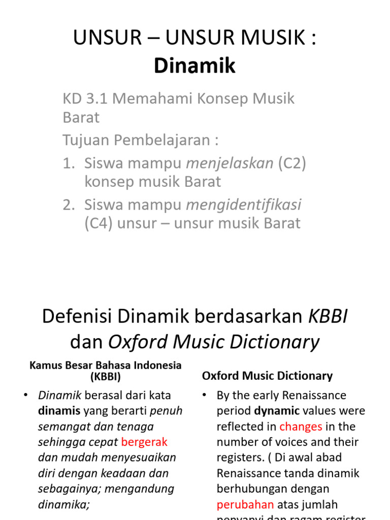 Unsur - Unsur Musik Tanda Dinamik | PDF