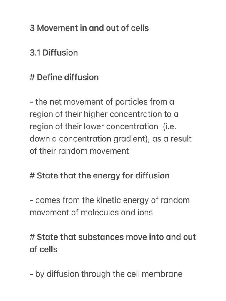 movement in and out of cell | PDF