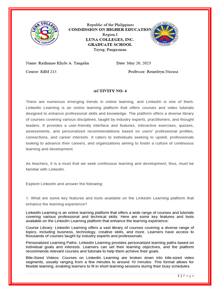 Activity4_TANGALIN | PDF | Learning | Educational Technology