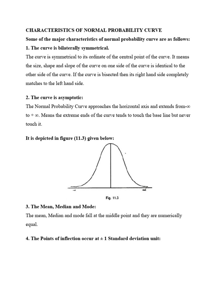 Normal Curve: Key Characteristics | PDF | Standard Deviation | Mean